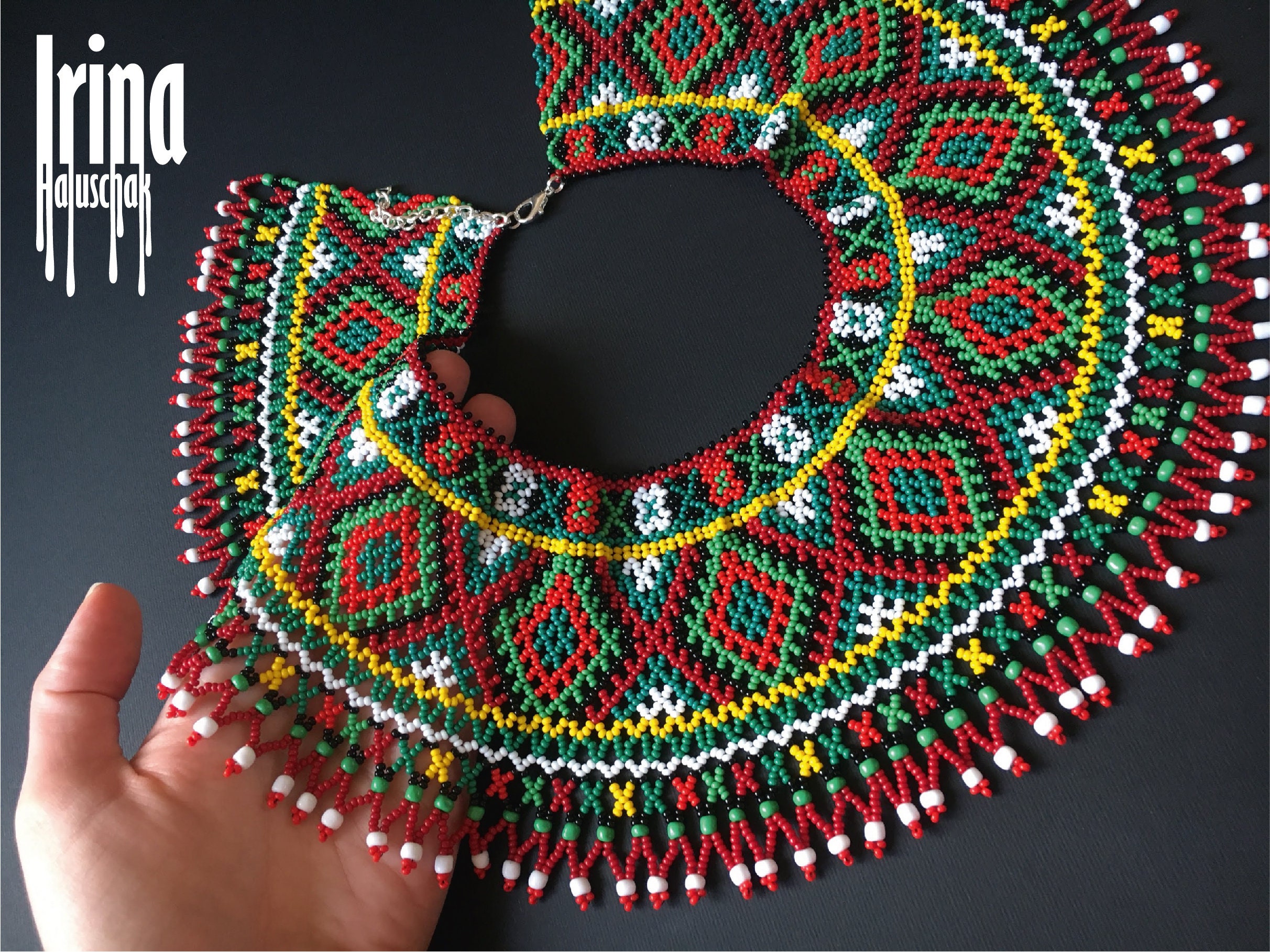 Ukrainian seed bead necklace Beaded collar Czech seed bead | Etsy