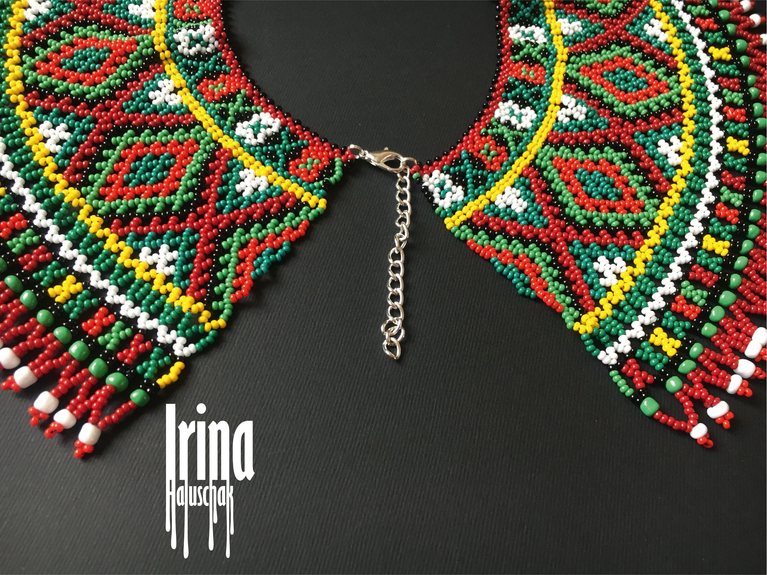 Ukrainian seed bead necklace Beaded collar Czech seed bead | Etsy