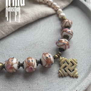 White Ukraine Necklace Hutsul Brass Cross Necklace Zgarda Cross ...