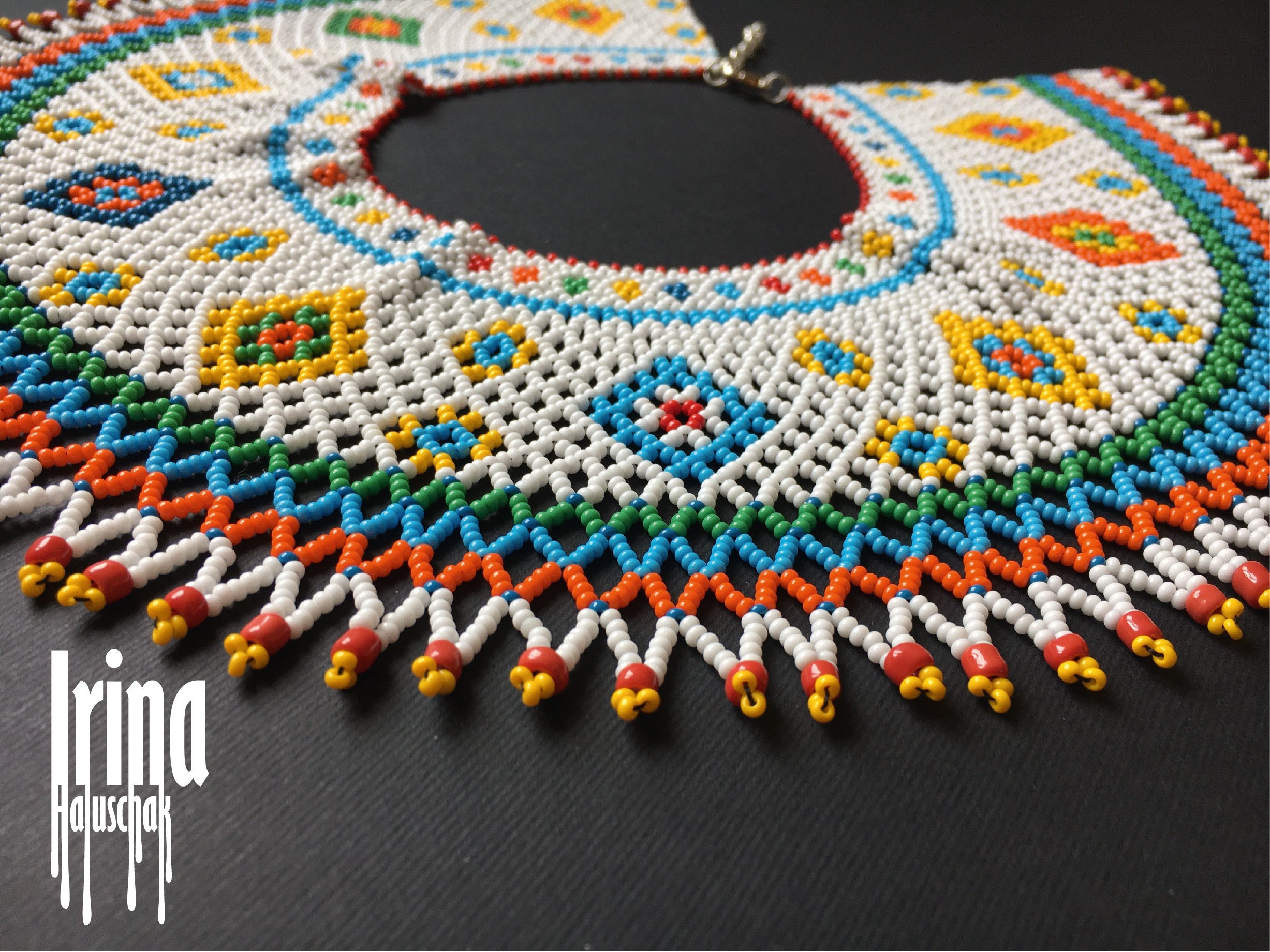 Ukrainian traditional necklace Beaded collar Lemko Kryza | Etsy