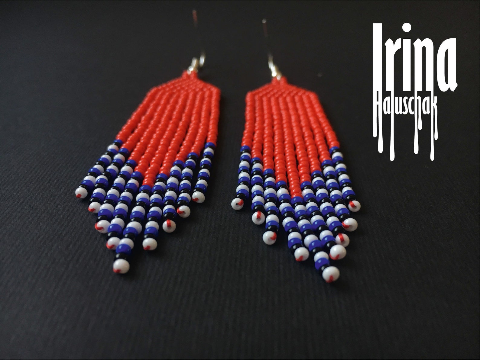 Beaded Earrings Red Seed Bead Earrings Native American - Etsy