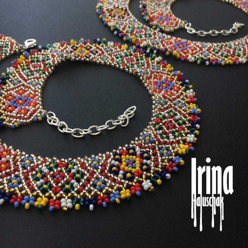 Ukrainian Traditional Necklace Beaded Collar Silyanka Seed - Etsy