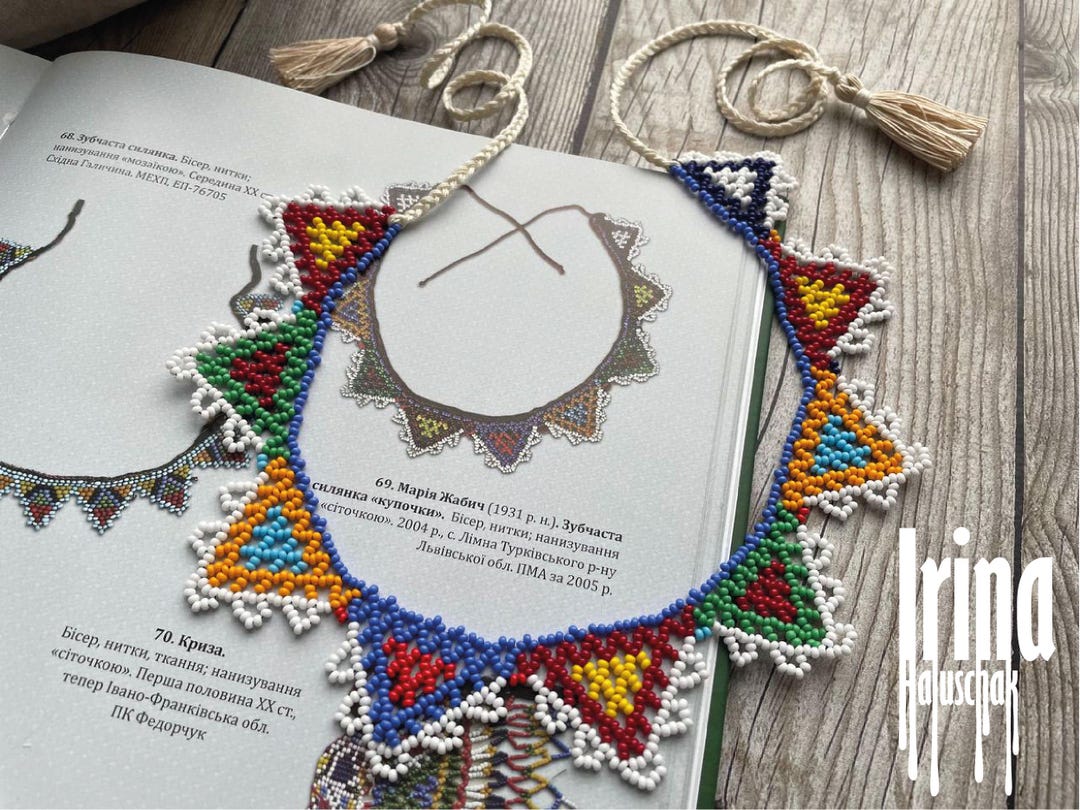 Traditional Beaded Necklace Folk Style Ukraine Seed Bead Jewelry Ethnic ...