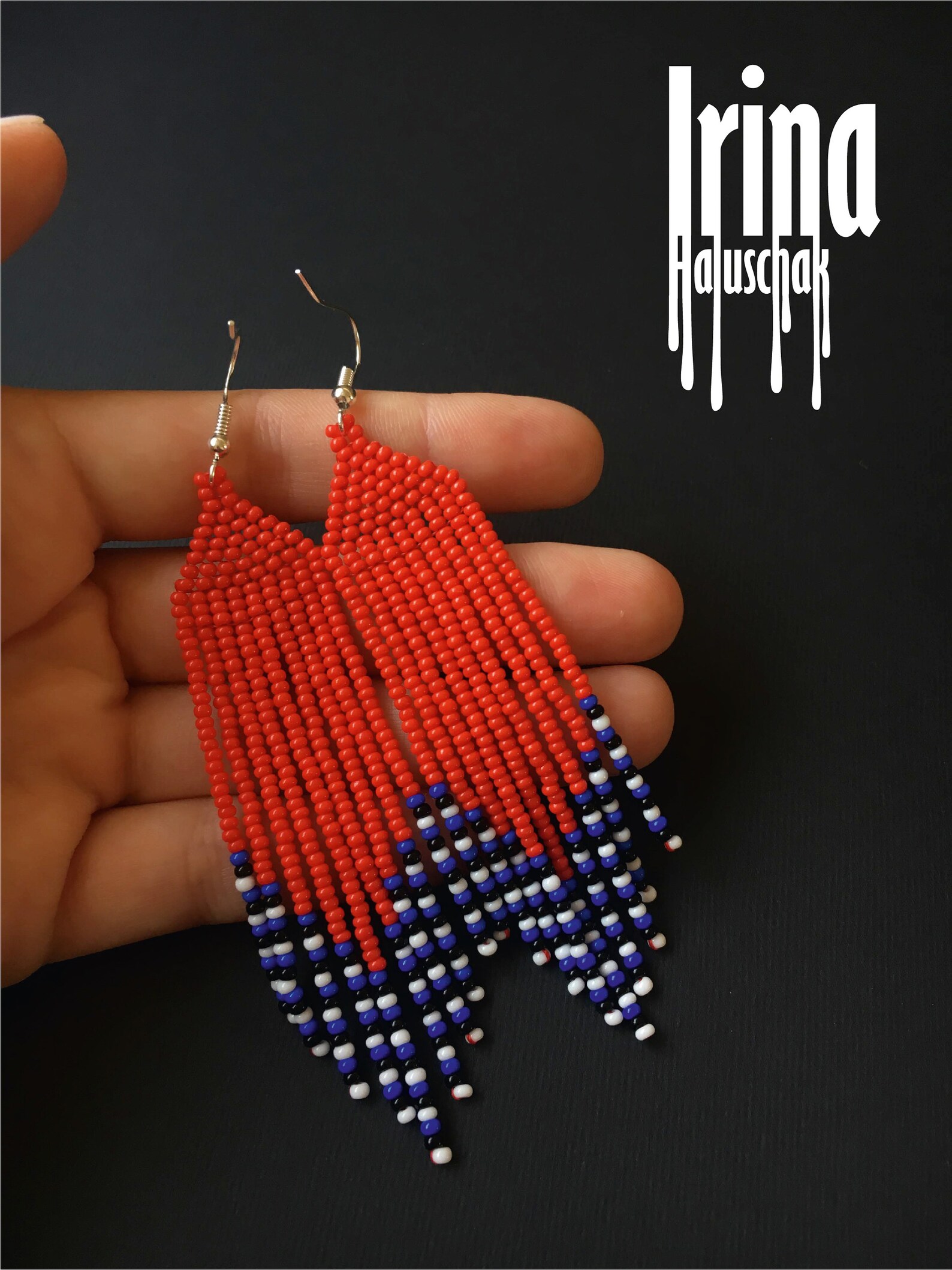Beaded Earrings Red Seed Bead Earrings Native American - Etsy