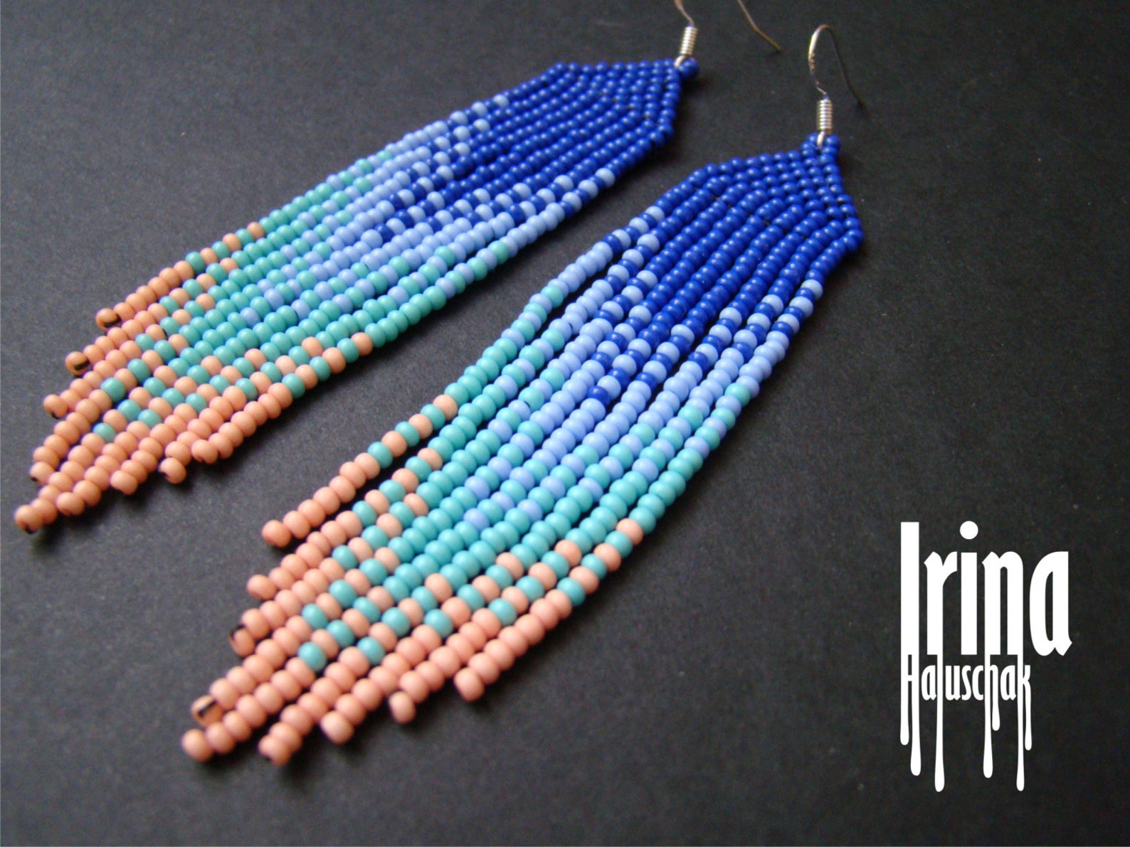 Beaded Earrings Seed Bead Earrings Modern Earrings Boho - Etsy