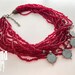 Red Necklace Multistrand Transparent Bead Necklace Ethnic Style ...