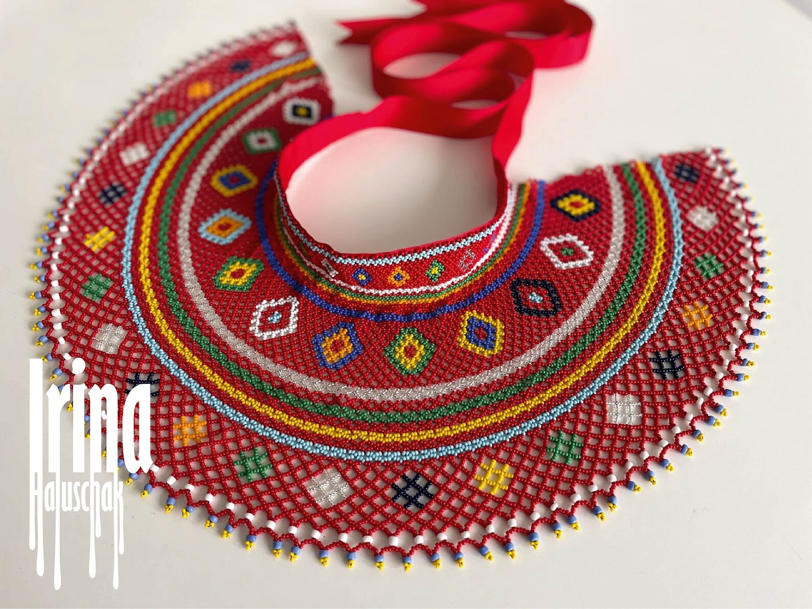 Traditional Ukrainian Lemko Seed Bead Necklace Krywulka. Red - Etsy