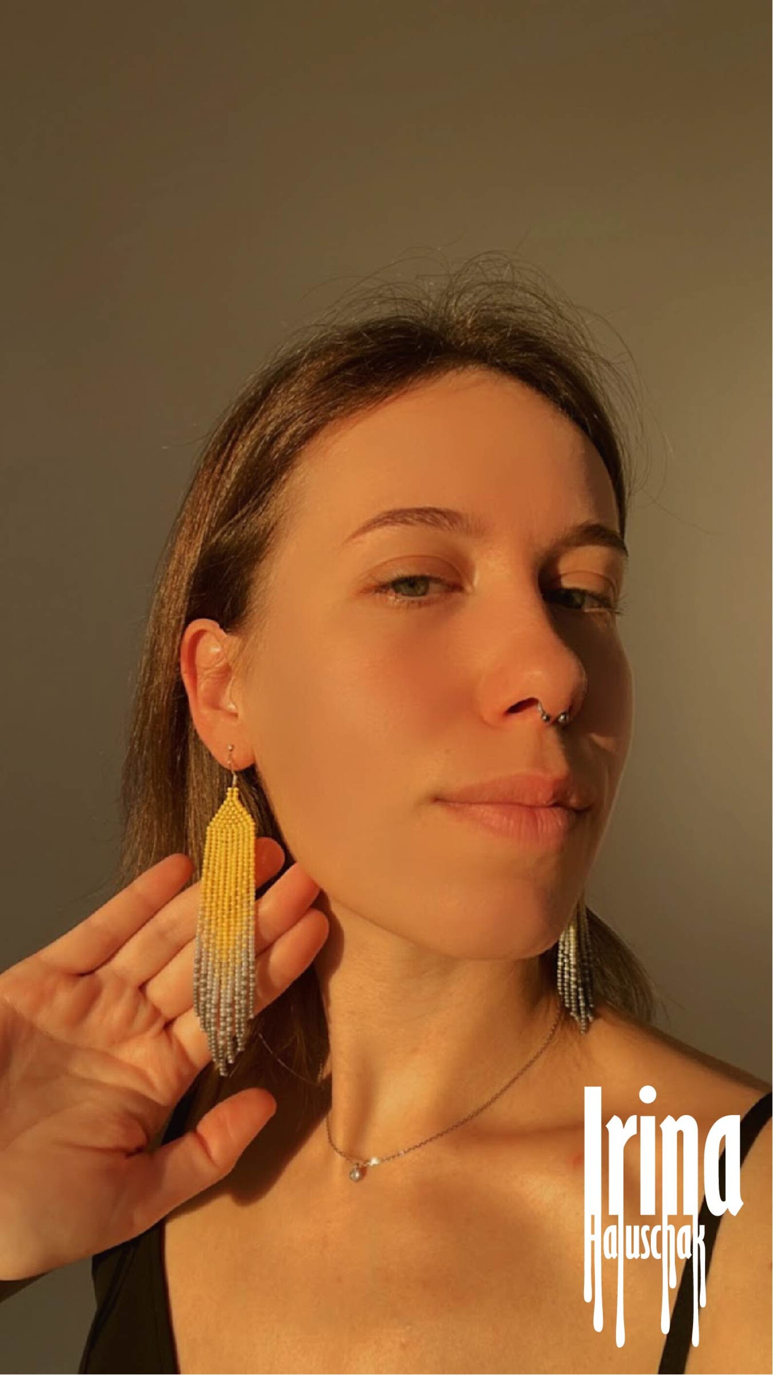 Yellow and Grey Shadows Beaded Earrings Gradient Seed Bead - Etsy