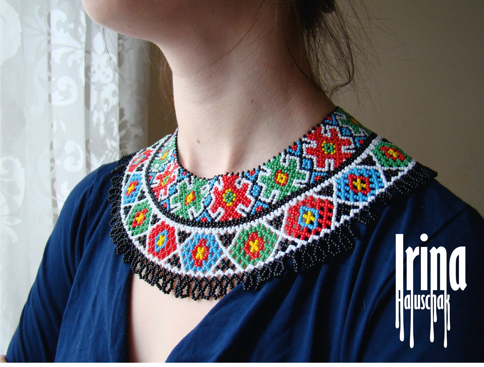 Beaded Necklace Ukrainian Jewelry Ukraine Seed Bead Necklace Ethnic ...