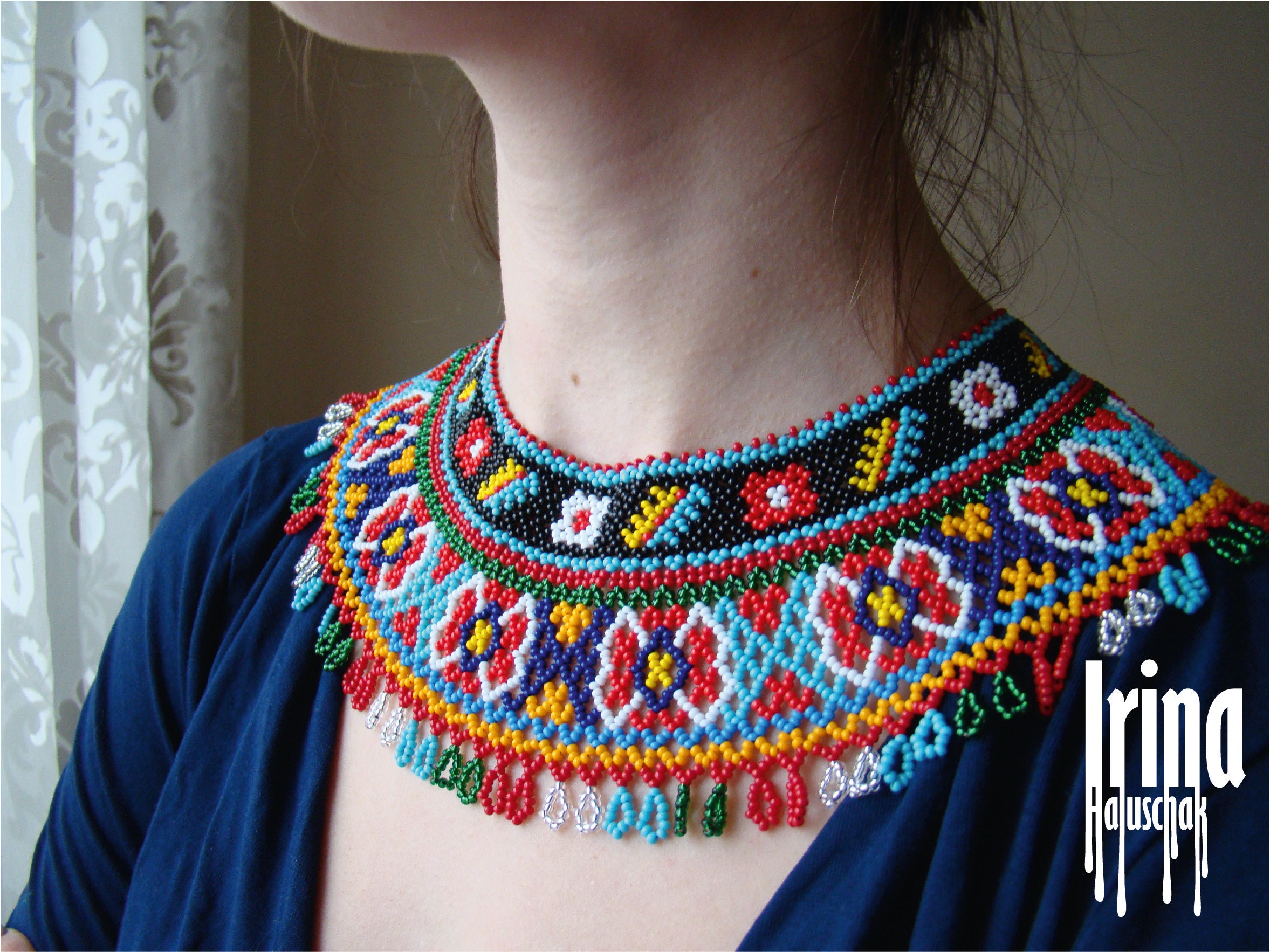 Ukraine Beaded Necklace Vyshyvanka Necklace Seed Bead Gerdan - Etsy
