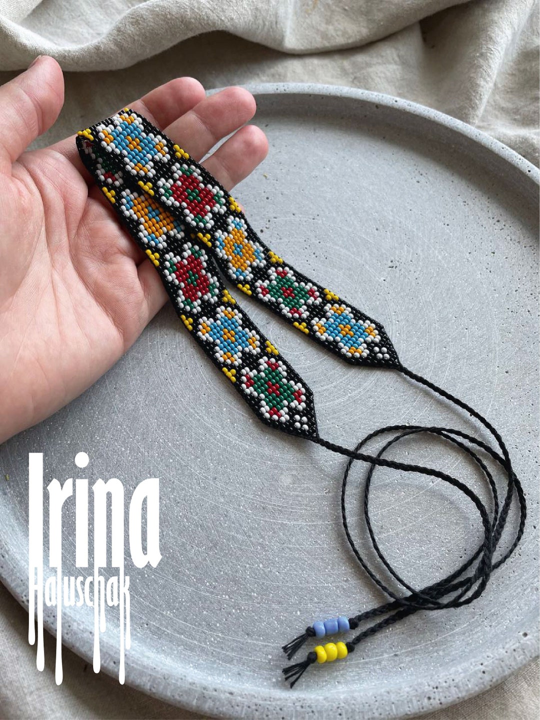 Beaded Choker Ukraine Gerdan Necklace Ukrainian Jewelry Flower Stripe ...