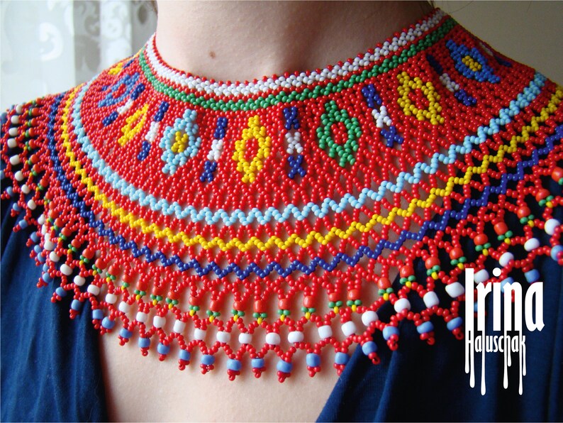Ukraine Jewelry Lemko Beaded Necklace Krywulka Seed Bead Collar Bead ...