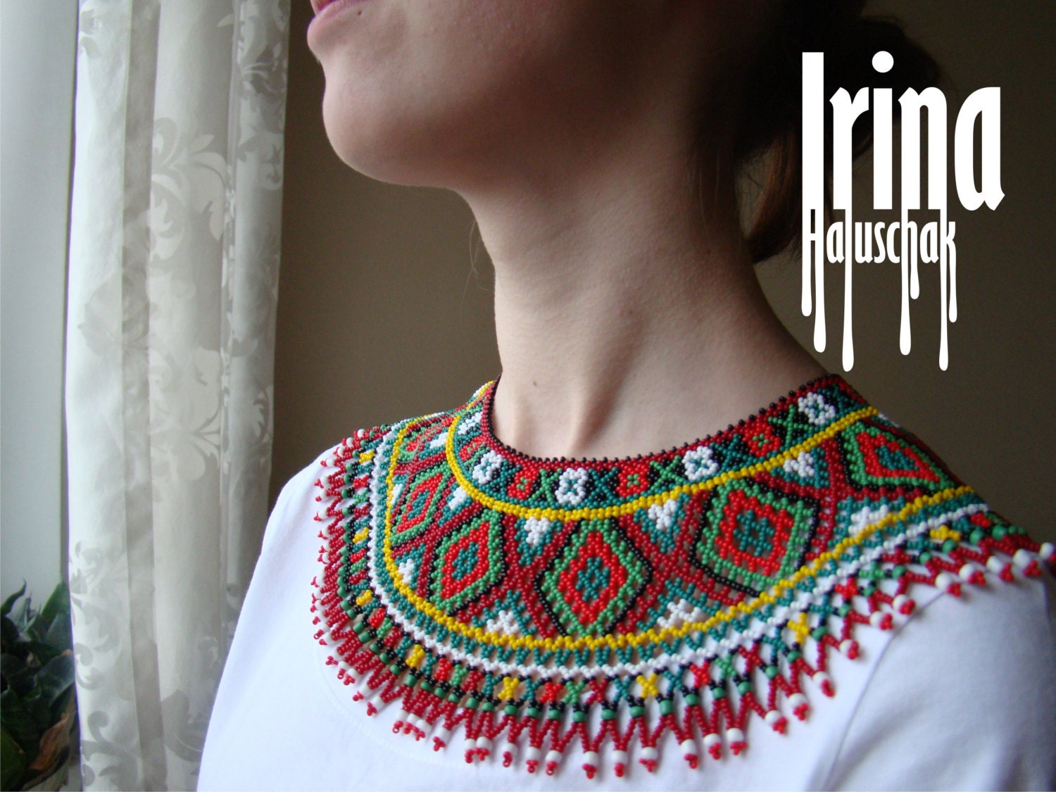 Ukrainian seed bead necklace Beaded collar Czech seed bead | Etsy