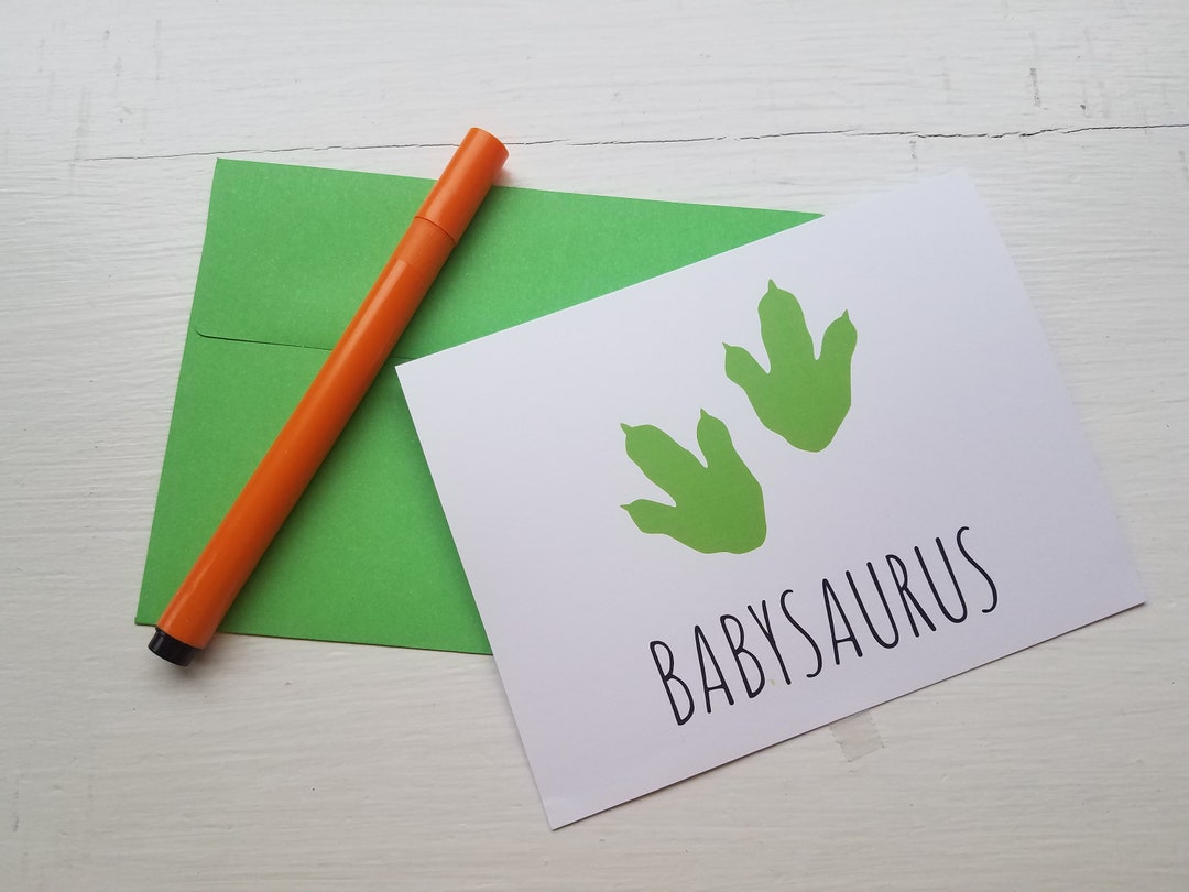 Babysaurus Baby Card Baby Shower Card, Dinosaur Baby, Funny Baby Shower ...