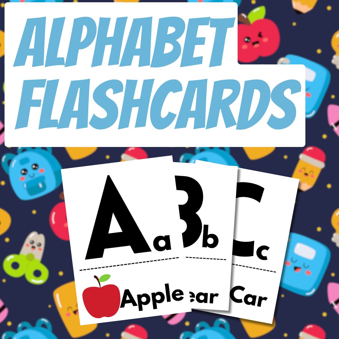 Alphabet Flashcards bright Colorful Large Print Cards - Etsy