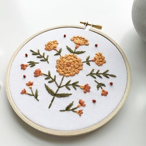 October Floral Embroidery Pattern // Marigold Embroidery Pattern // DIY ...