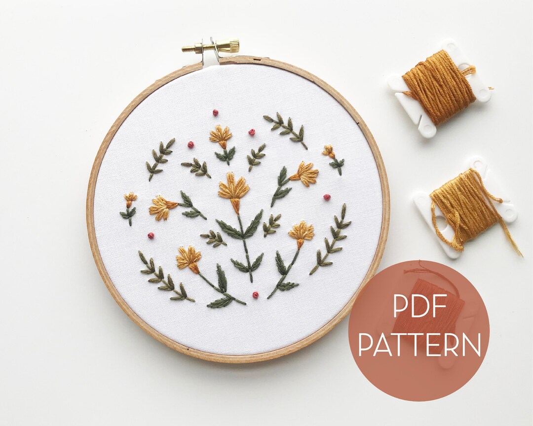 January Floral Embroidery Pattern // Carnation Embroidery Pattern ...