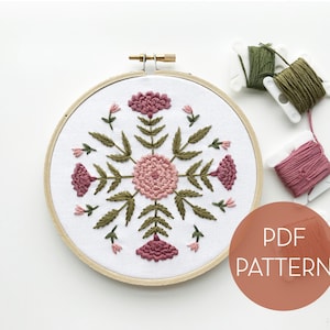 November Floral Embroidery Pattern / Chrysanthemum Embroidery Pattern ...