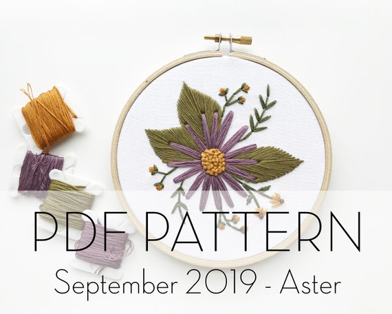 September Floral Embroidery Pattern // Aster Embroidery | Etsy