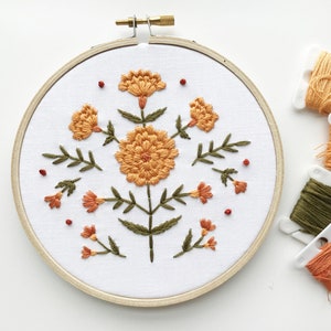 Marigold Embroidery Kit, October Embroidery Kit, DIY Embroidery, Birth ...