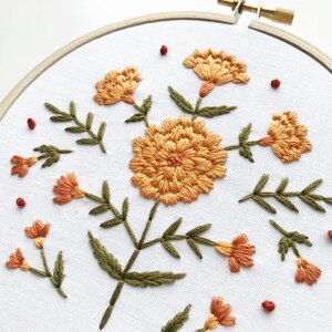 October Floral Embroidery Pattern // Marigold Embroidery Pattern // DIY ...