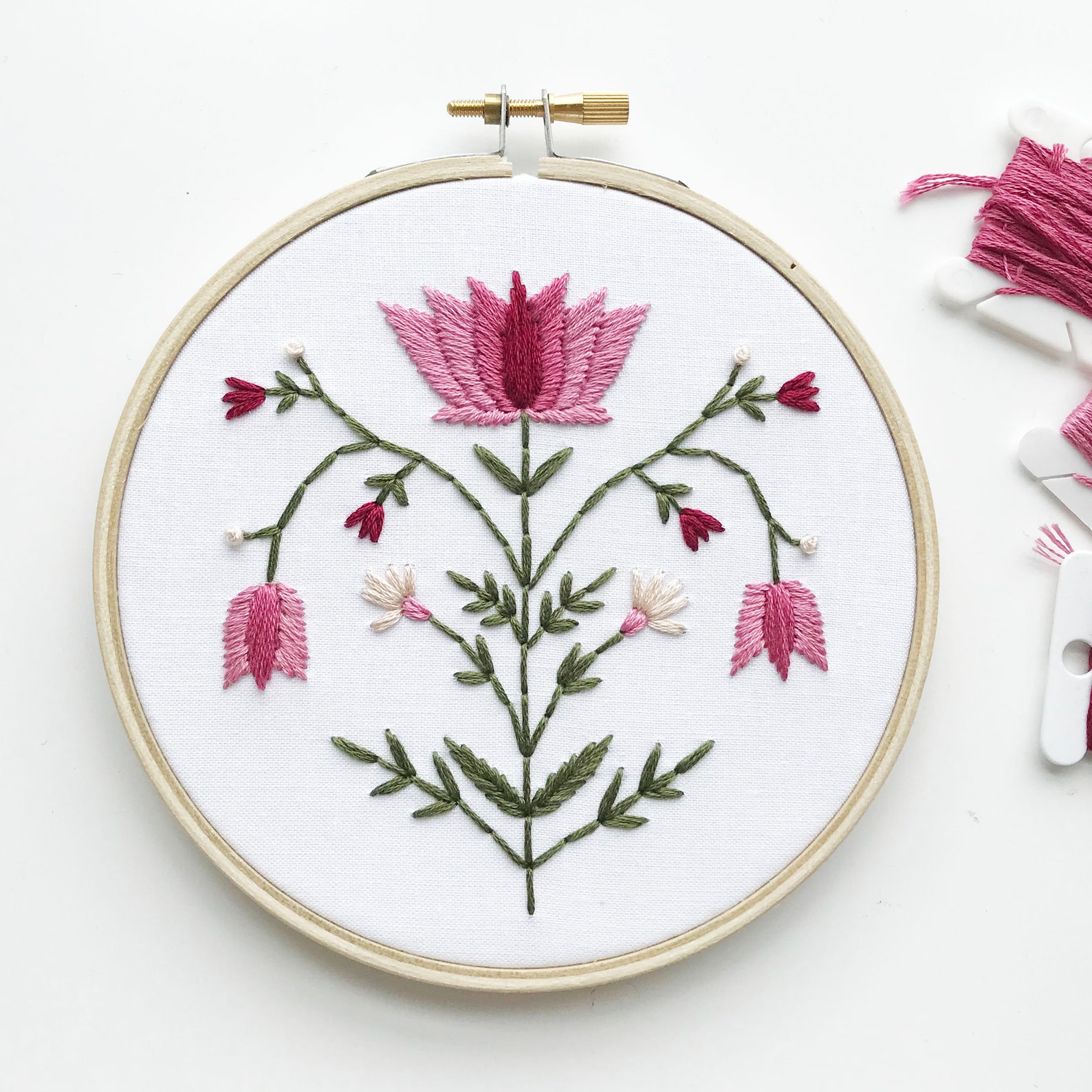 July Floral Embroidery Pattern // Lotus Embroidery Pattern // | Etsy
