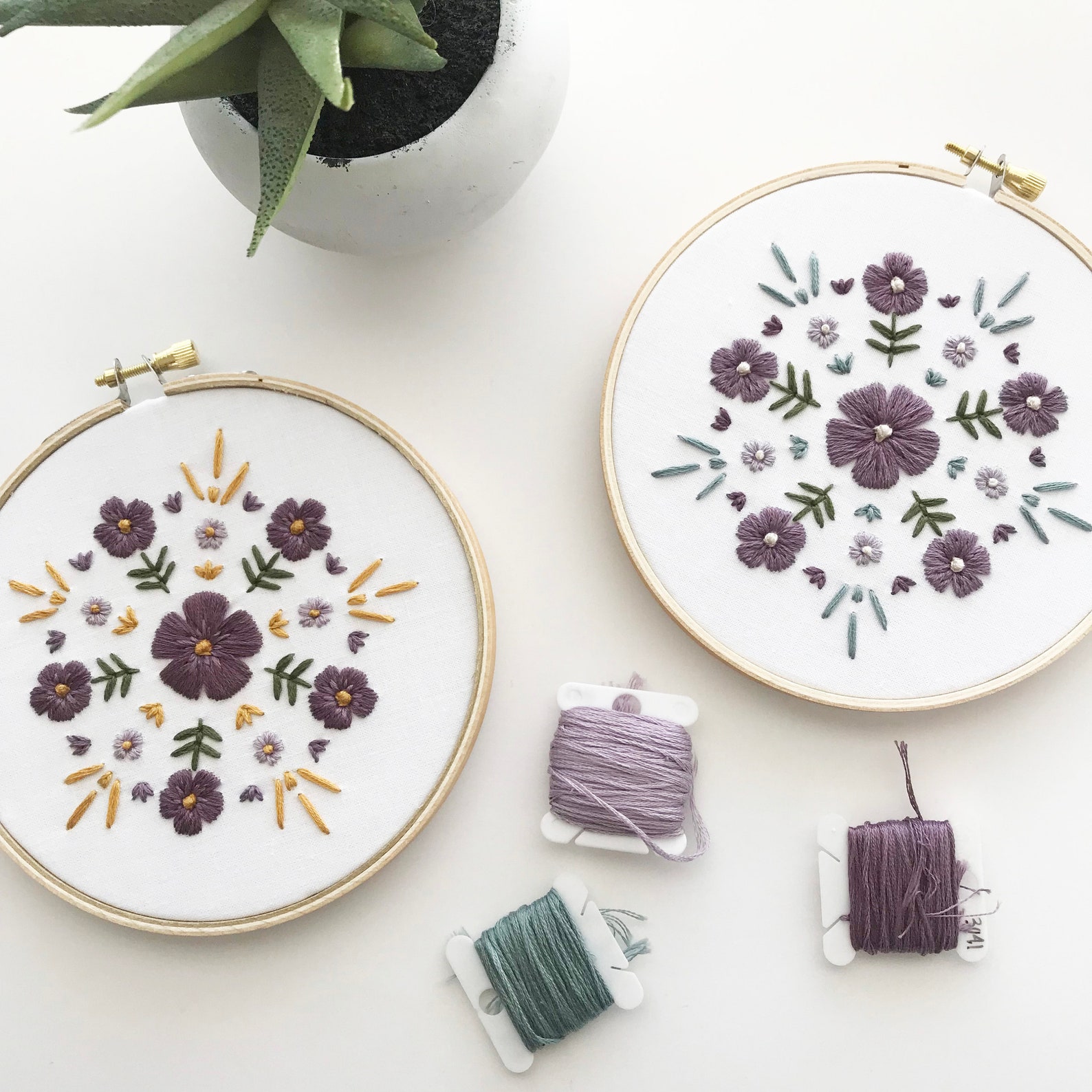 February Floral Embroidery Pattern // Violet Embroidery | Etsy