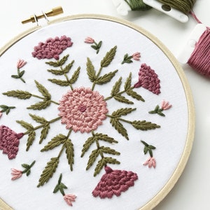 November Floral Embroidery Pattern / Chrysanthemum Embroidery Pattern ...