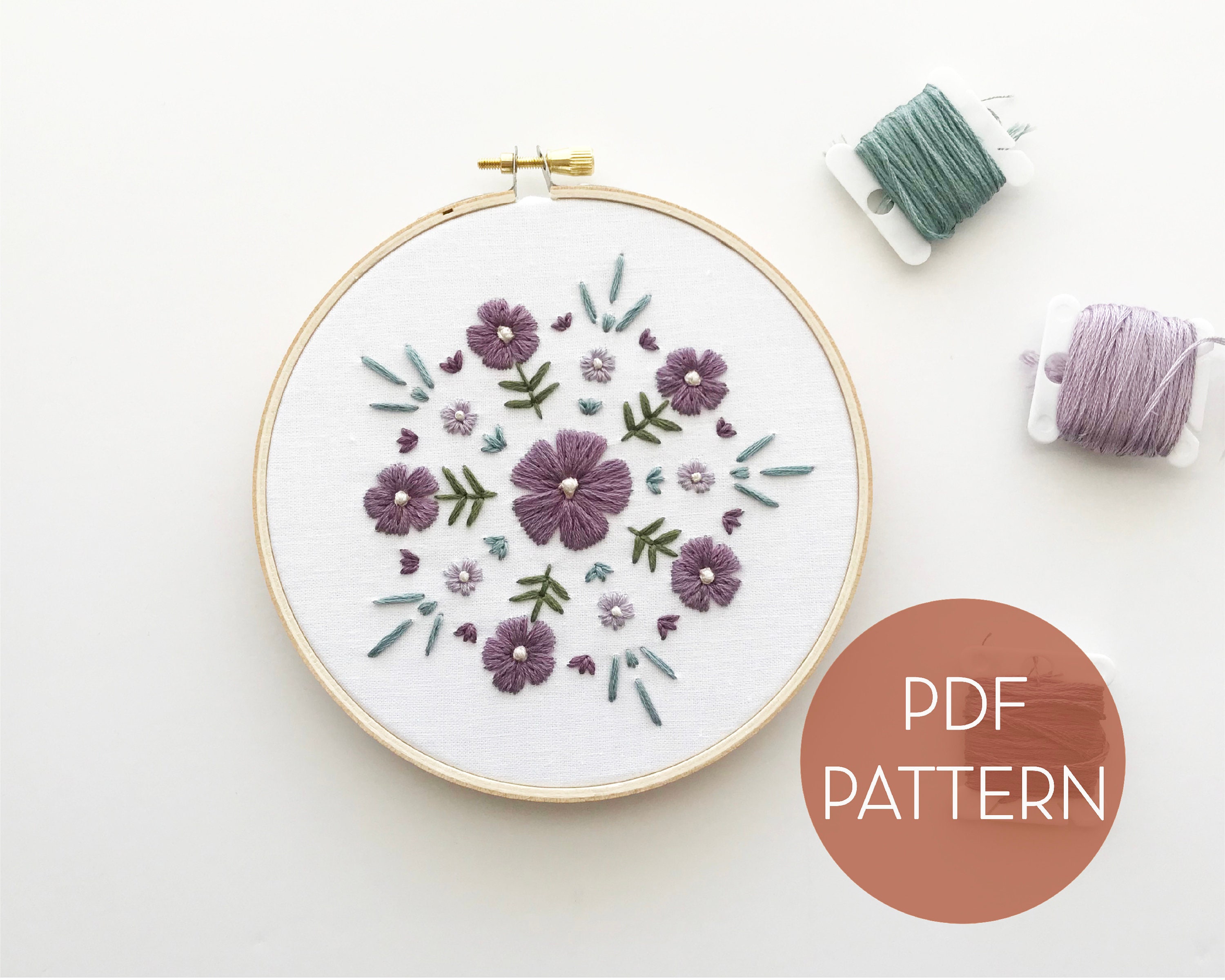 February Floral Embroidery Pattern // Violet Embroidery Pattern // DIY ...