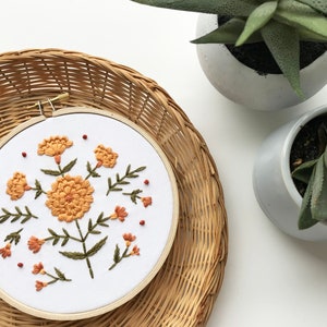 October Floral Embroidery Pattern // Marigold Embroidery Pattern // DIY ...