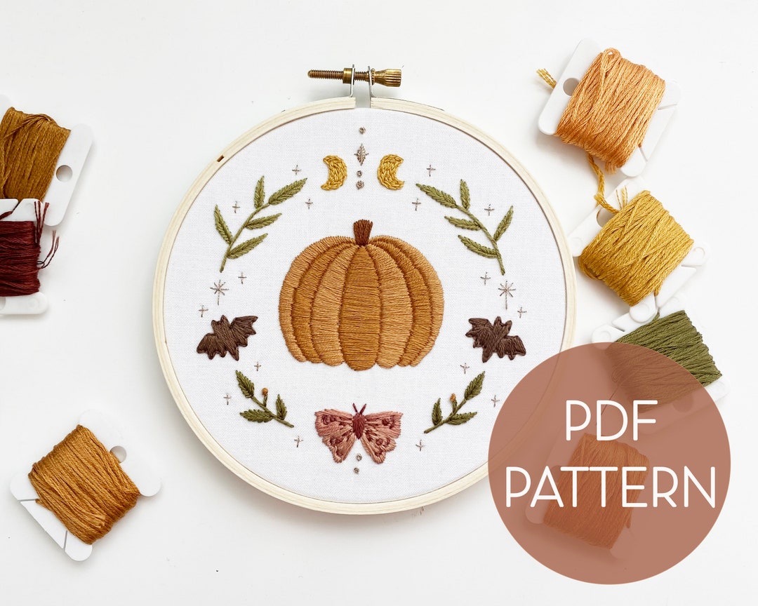 Folk Pumpkin Embroidery Pattern / Halloween Embroidery Pattern / Fall ...