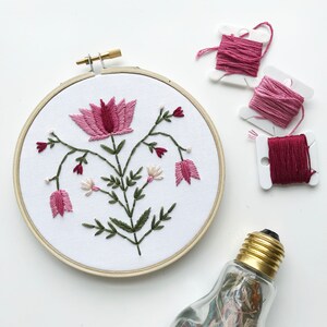 July Floral Embroidery Pattern // Lotus Embroidery Pattern // DIY ...