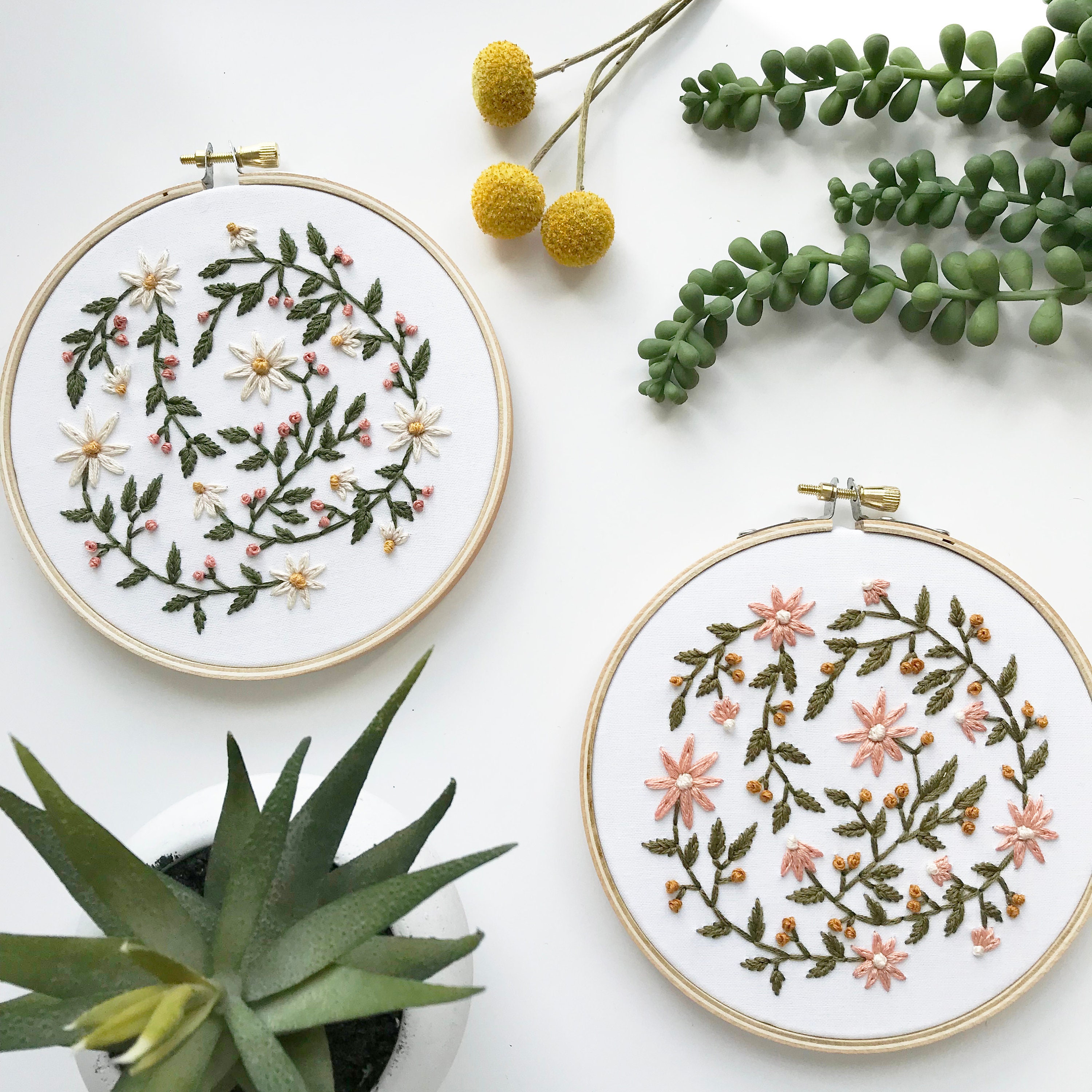 April Floral Embroidery Pattern // Daisy Embroidery Pattern // | Etsy