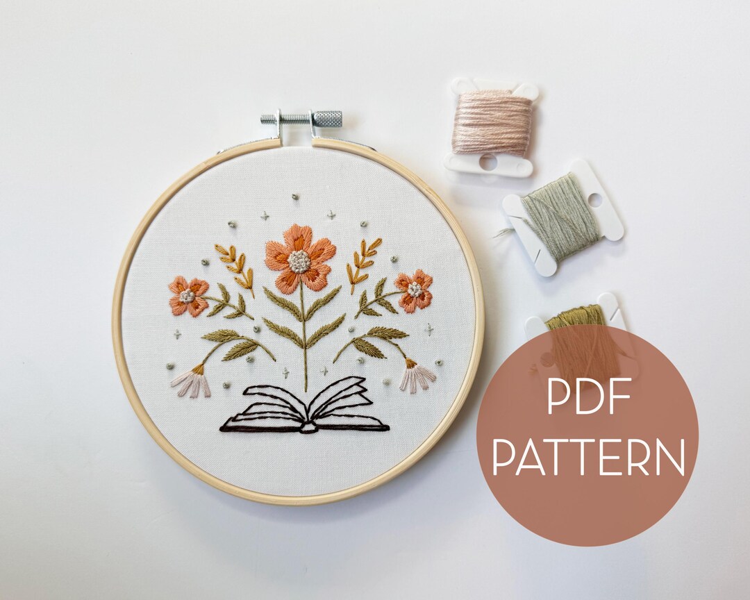 Book Lover No.2 Embroidery Pattern // Bookish Embroidery Pattern // DIY ...