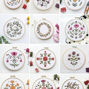 November Floral Embroidery Pattern / Chrysanthemum Embroidery Pattern ...