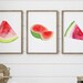 Watercolor Watermelon Art Prints, Set of 3 Watermelon Prints, Kitchen ...