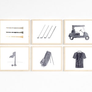 Watercolor Golf Set, Set of 6 Golf Print, Nursery Wall Art , Golf Club ...