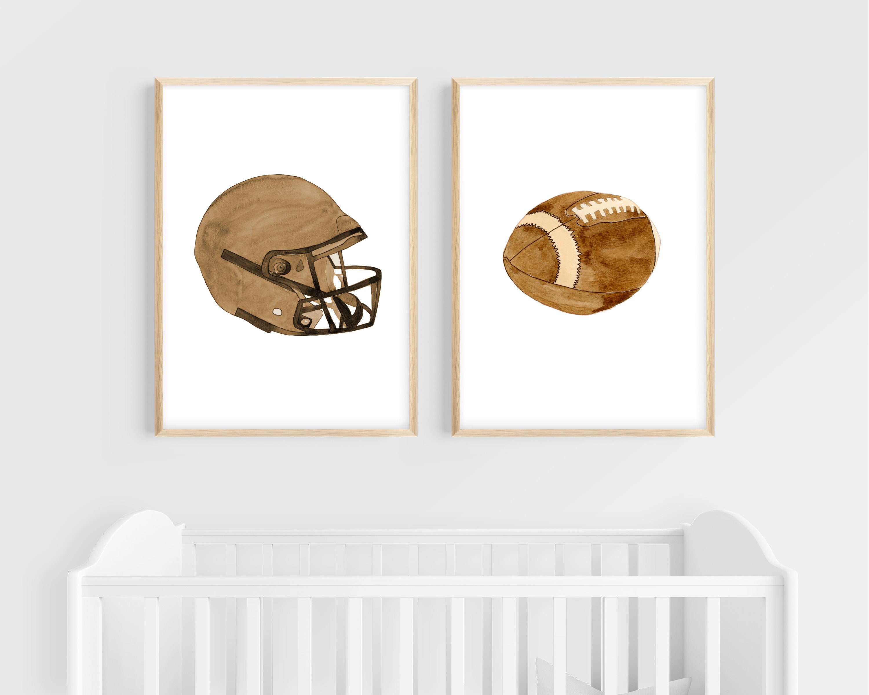 Watercolor Football Print Set Football Posters Sport Art - Etsy