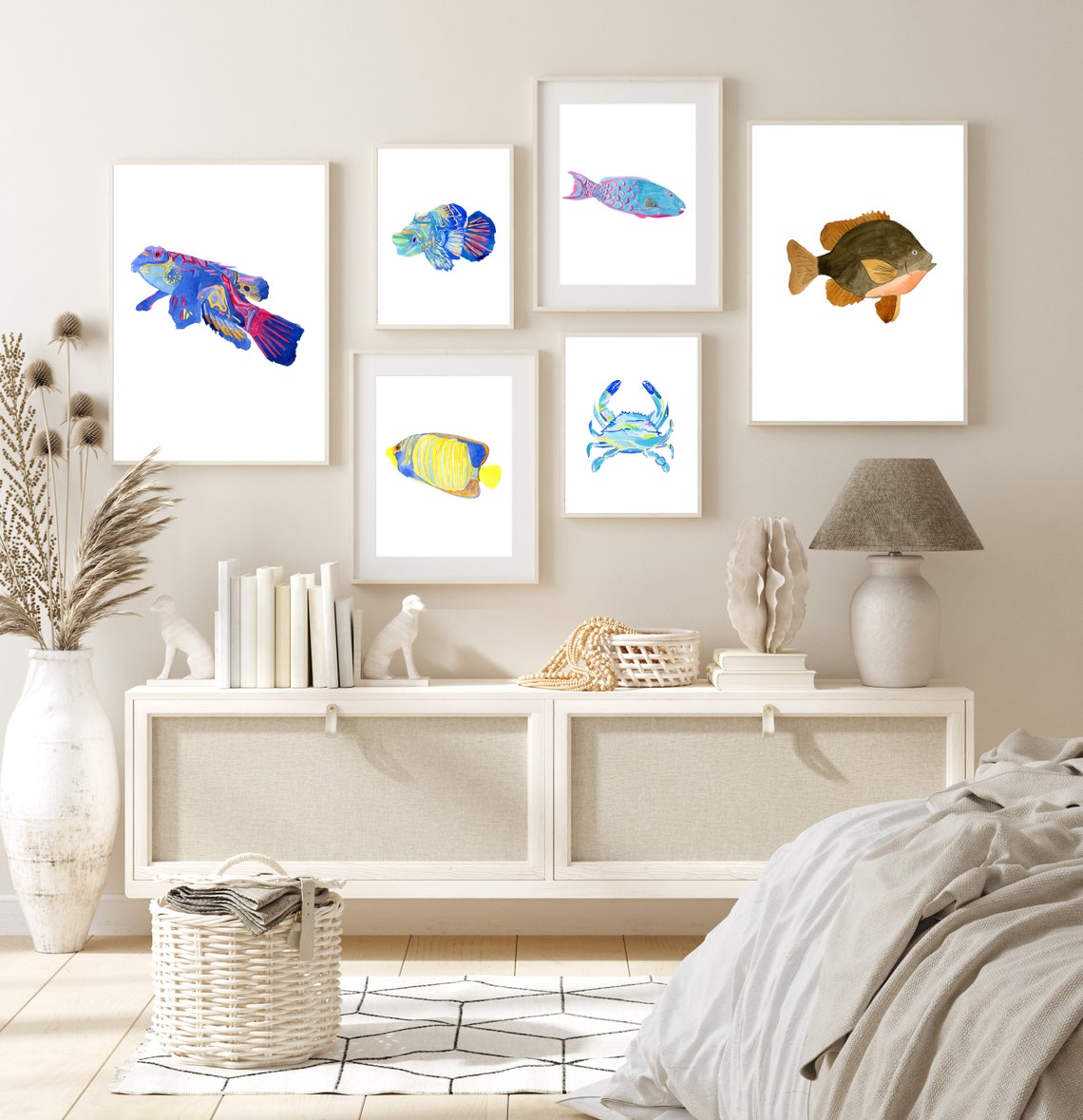 Tropical Fish Print Set Fish Watercolor Print Set Angel fish | Etsy