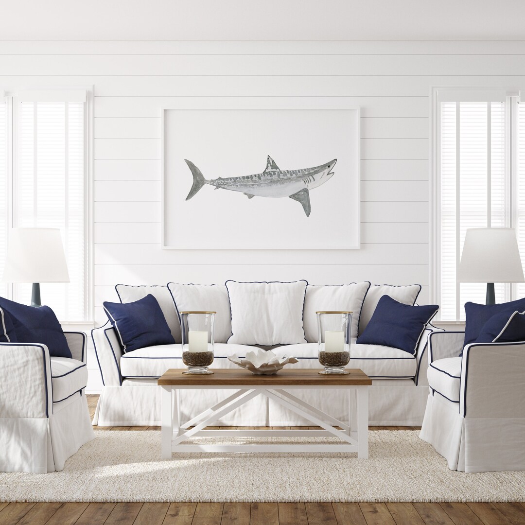 Shark Watercolor Painting, Sharks Watercolor Print, Fishing Art Print ...