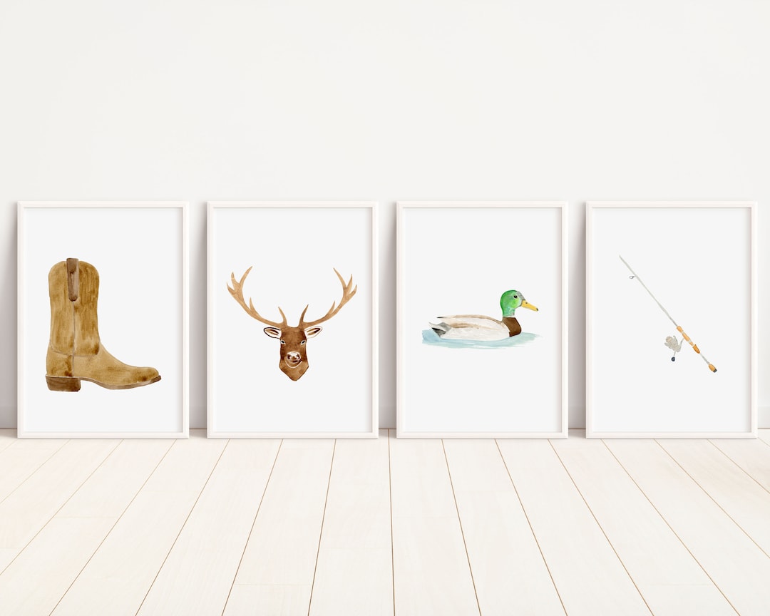 Watercolor Western Wildlife Art Print Set Farm Lake House - Etsy