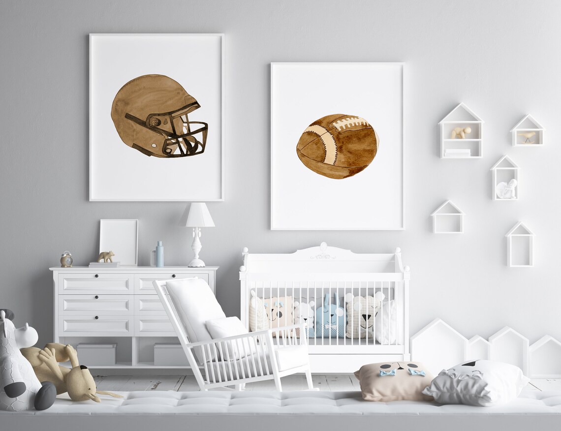 Watercolor Football Print Set Football Posters Sport Art - Etsy