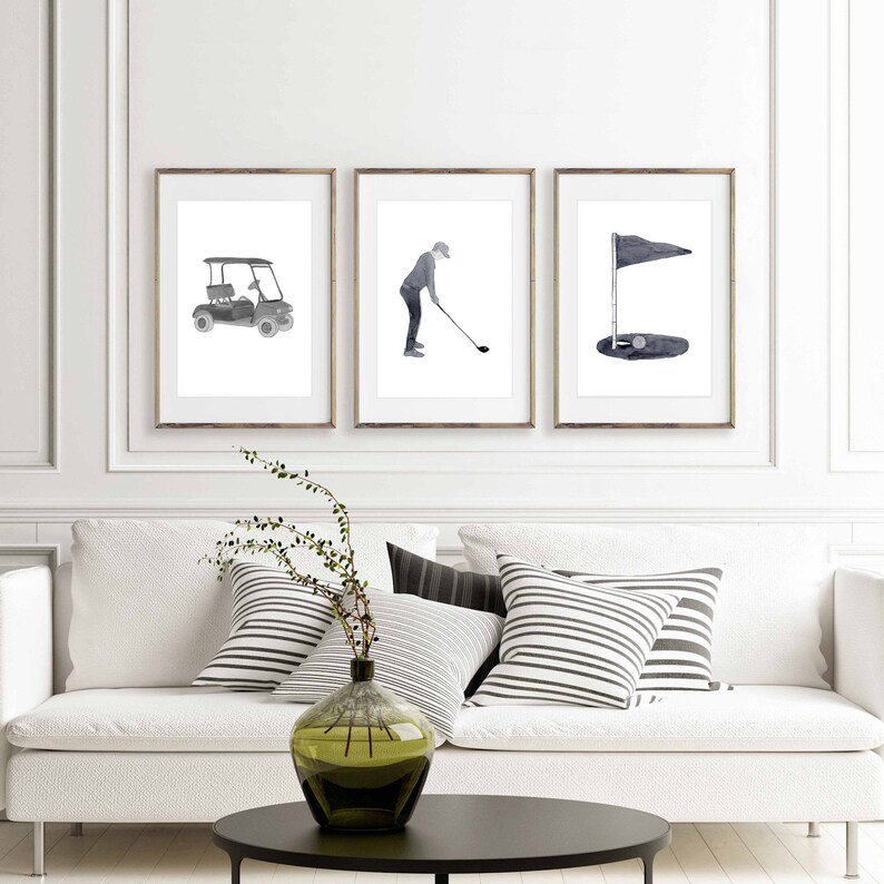 Golf Watercolor Print Set of 3 Golf Club Print Golf Decor - Etsy