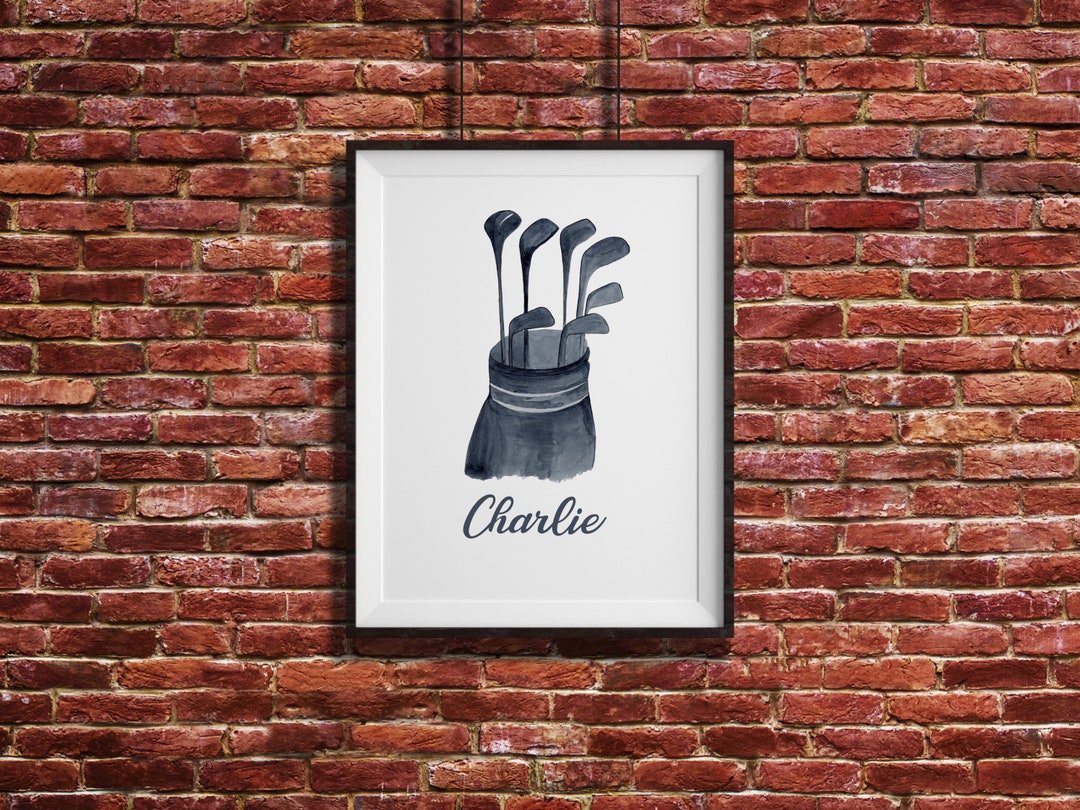 Personalized Golf Print, Watercolor Golf Club Wall Art, Golf Club Print ...