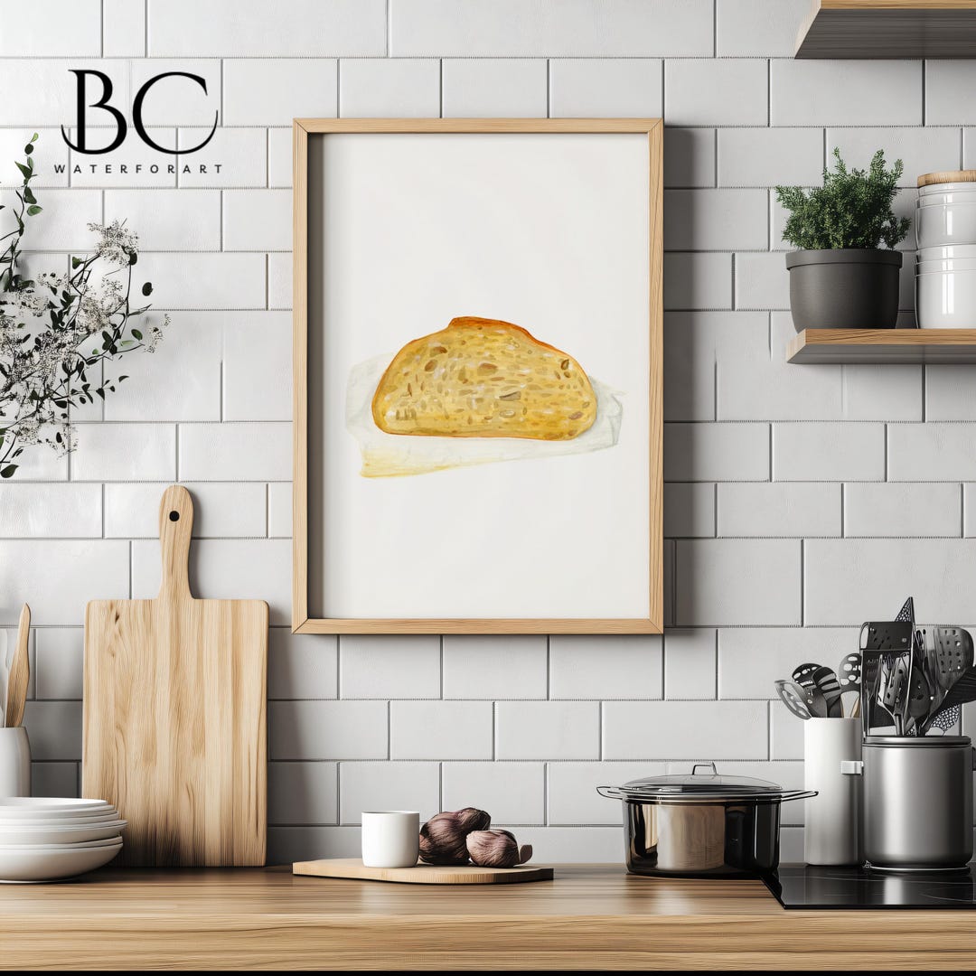 Watercolor Bread Print, Bread Poster, Bread Kitchen Wall Art, Baking ...