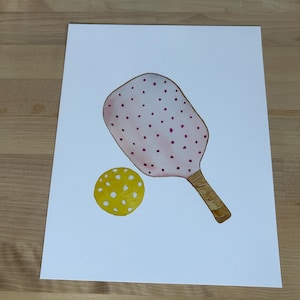 Watercolor Pickleball Paddle Art Print, Pickleball Paddle Wall Decor ...