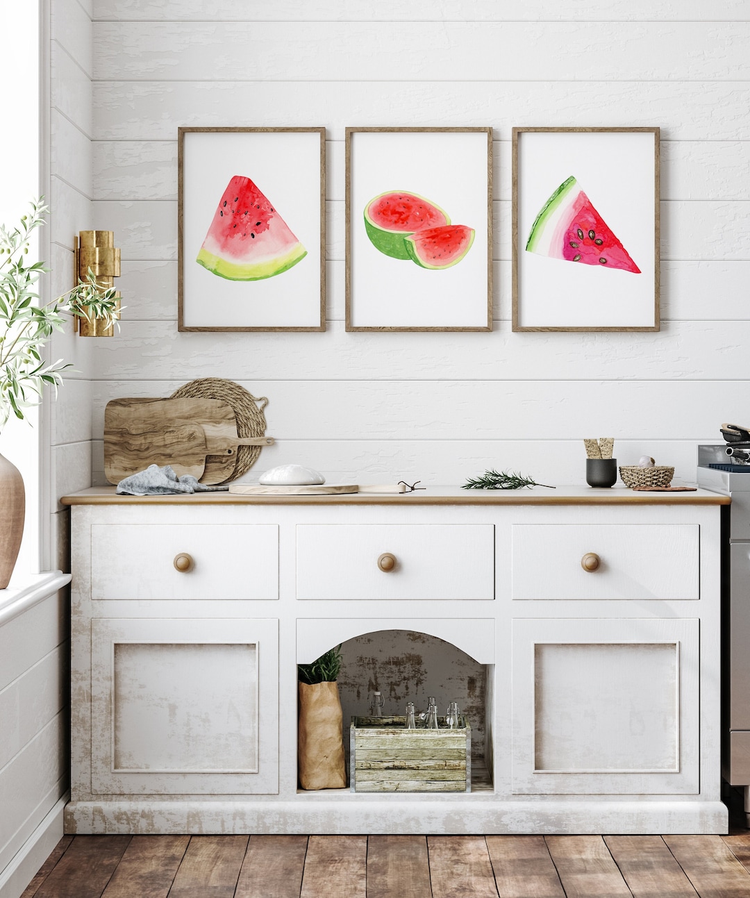 Watercolor Watermelon Art Prints, Set of 3 Watermelon Prints, Kitchen ...