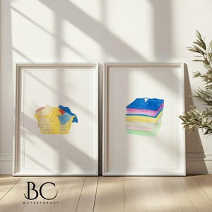 Watercolor Laundry Room Art Print, Laundry Basket Art, Perfect Laundry ...