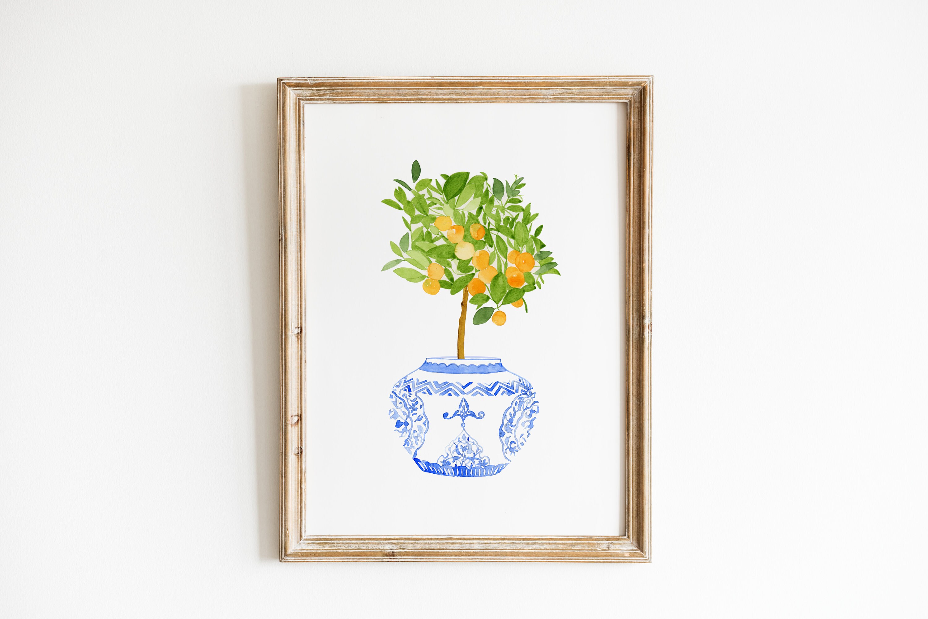 Watercolor Orange Tree Print Pottery Ginger Jar Print - Etsy