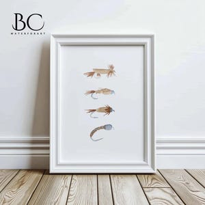Watercolor Fly Fishing Art Print Set, Fishing Decor, Fishing Wall ...